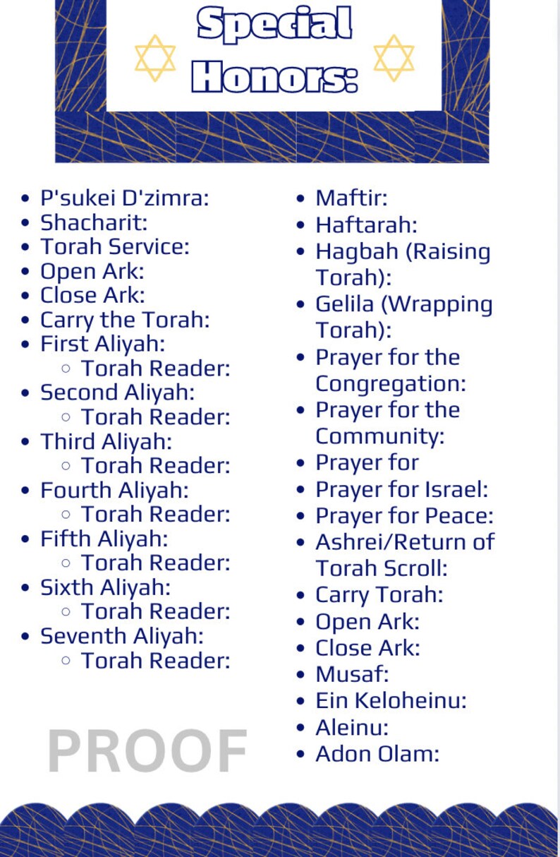 Bar Mitzvah Program Editable Template - Blue and Yellow - Etsy