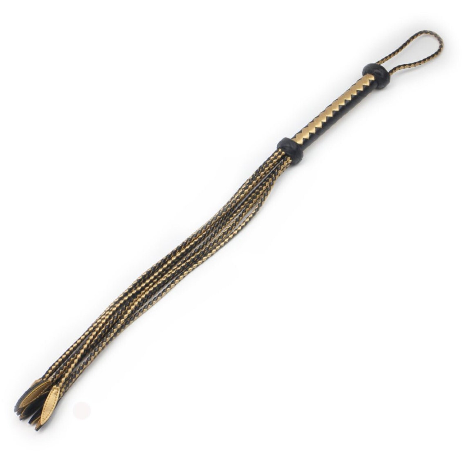 Leather Cat of Nine Tails Black & Gold Bdsm Flogger for Spanking and ...
