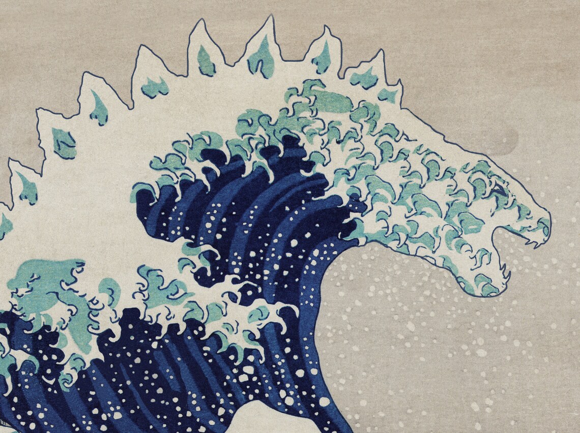 What If Hokusai Loved Godzilla the Great Wave off Kanagawa the King of ...