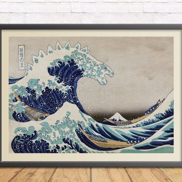 Godzilla the Wave Poster - Etsy