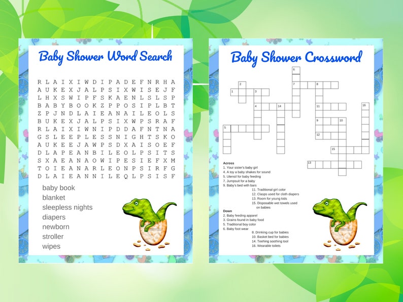14 Dinosaur Baby Shower Games Printables and Answer Key Bundle - Etsy