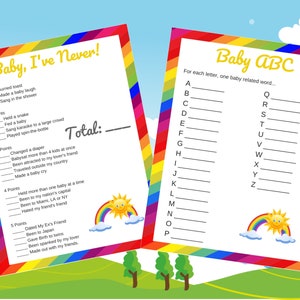 Rainbow Baby Shower Games, Printable, PDF, Download, Instant, Bundle ...