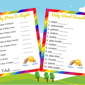 Rainbow Baby Shower Games, Printable, PDF, Download, Instant, Bundle ...
