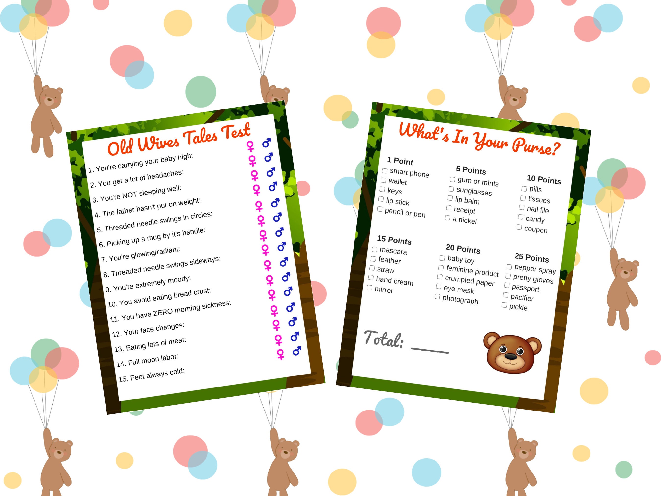 14 Printable Bear Baby Shower Games, Answer Key, Bundle, Instant ...