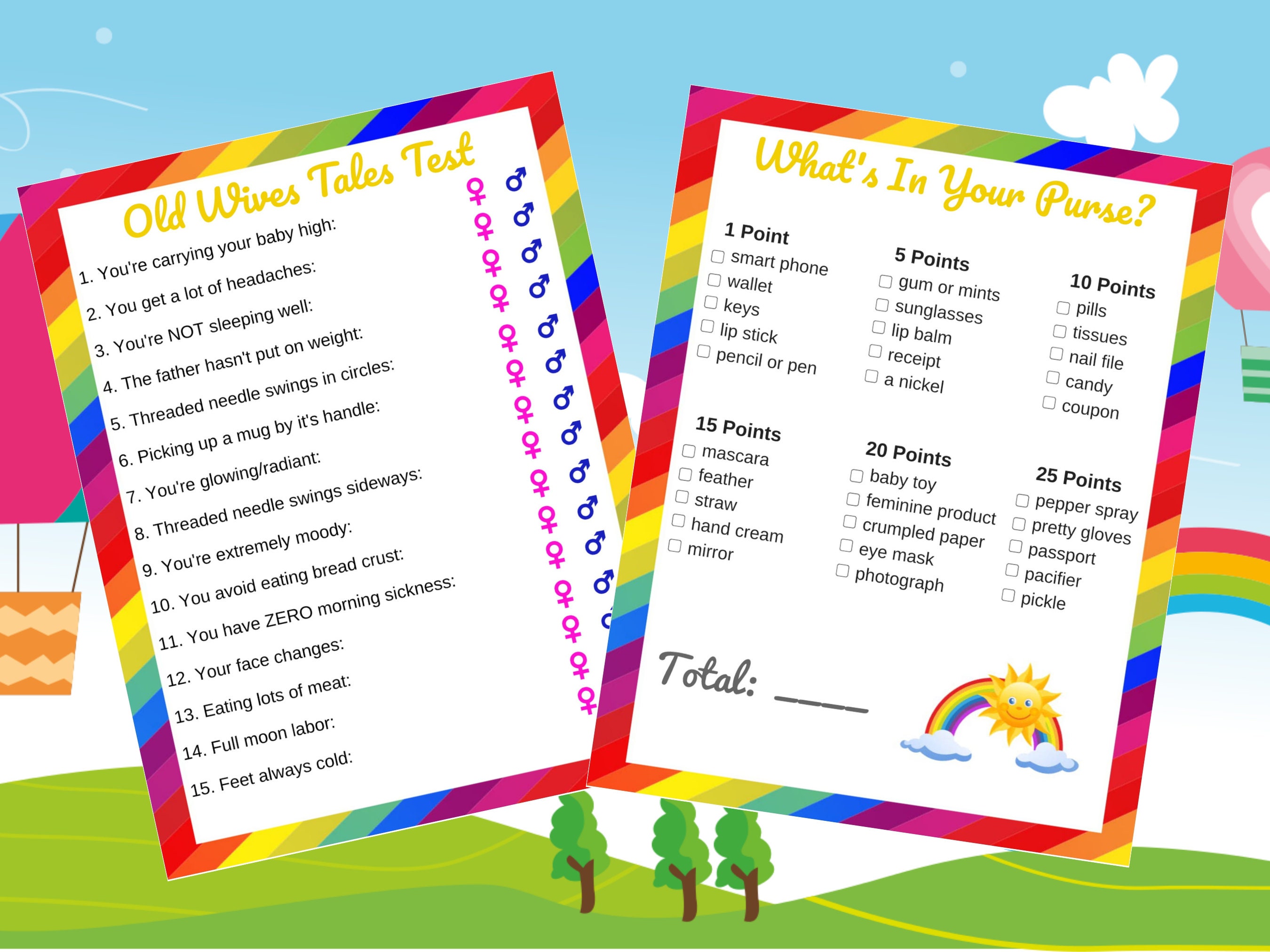 Rainbow Baby Shower Games, Printable, PDF, Download, Instant, Bundle ...