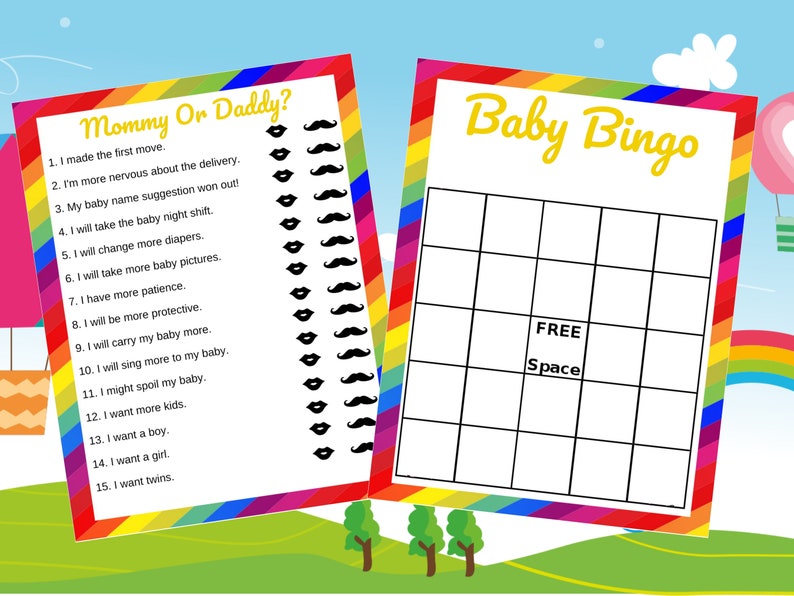 Rainbow Baby Shower Games, Printable, PDF, Download, Instant, Bundle ...