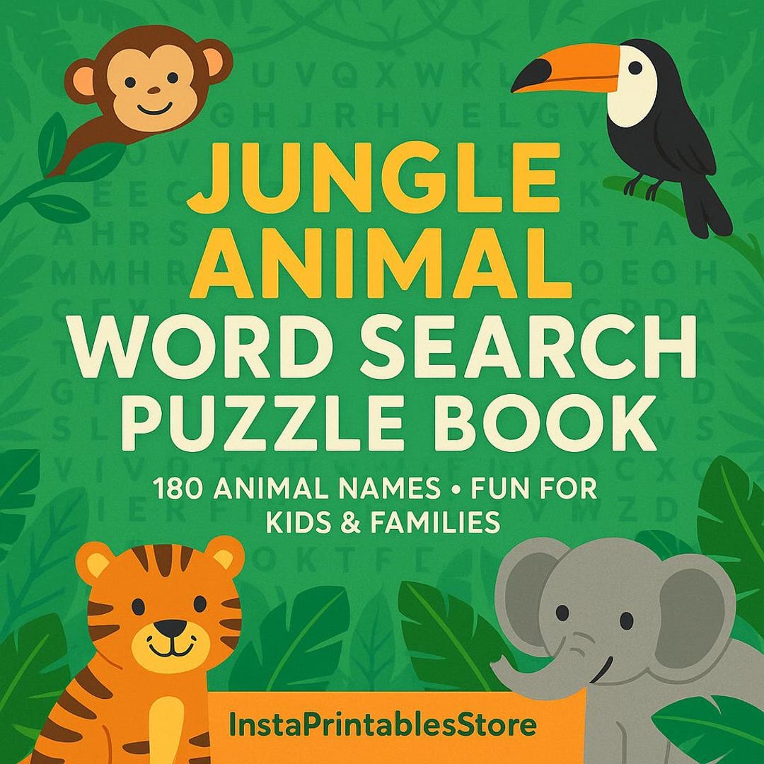 Jungle Animal Word Search Printable – 180 Animal Names | Fun Kids ...