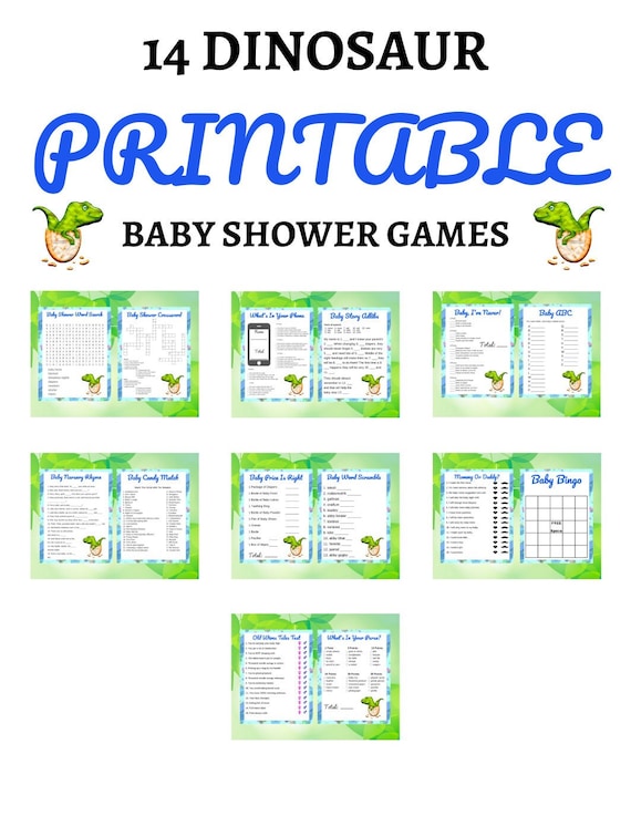 14 Dinosaur Baby Shower Games Printables and Answer Key Bundle | Etsy