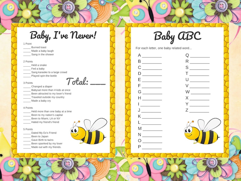 Bumble Bee Baby Shower,baby Shower Games,printable Baby Shower Game,14 ...