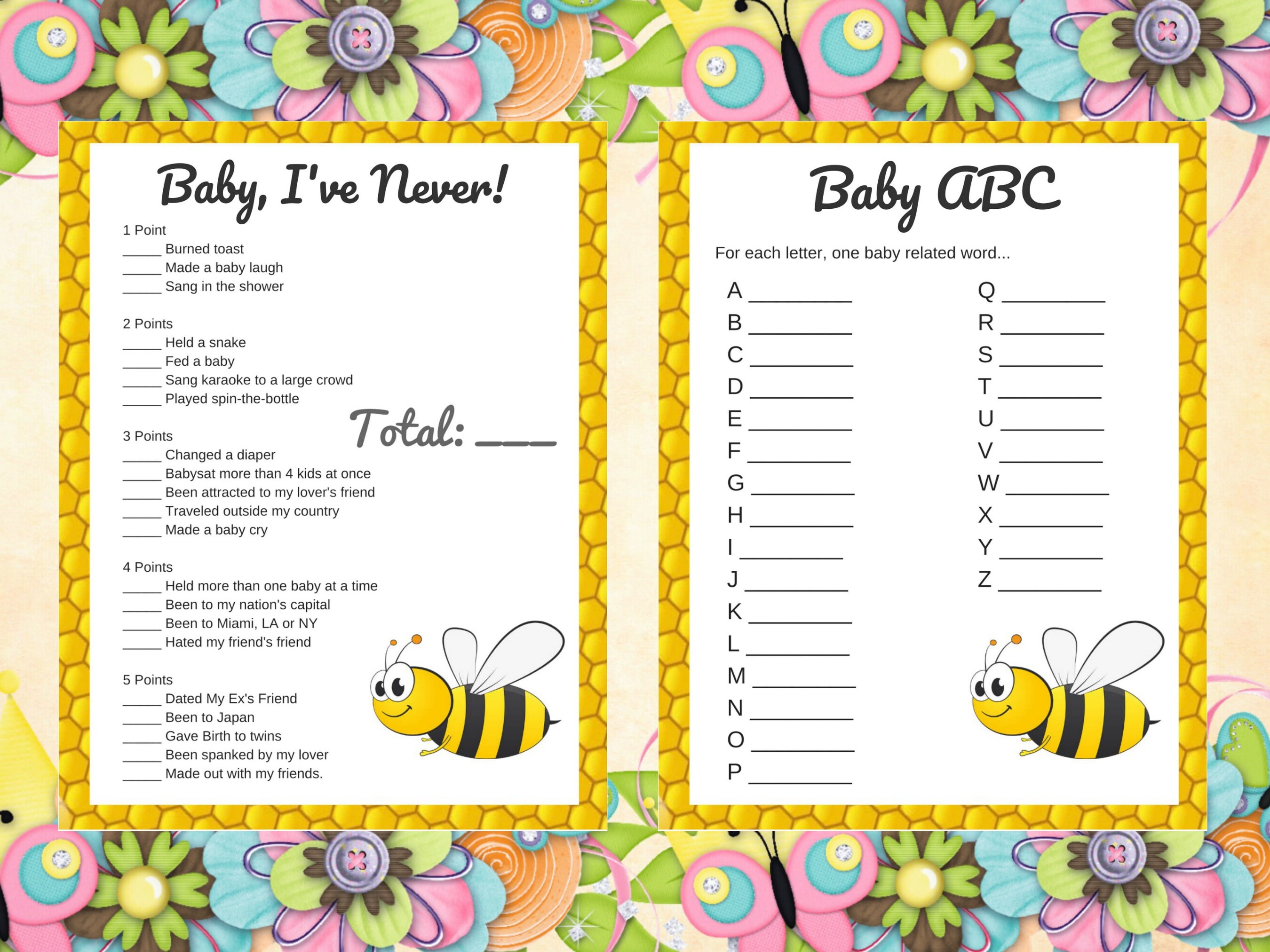 Bumble Bee Baby Shower,baby Shower Games,printable Baby Shower Game,14 ...