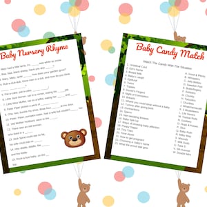 14 Printable Bear Baby Shower Games, Answer Key, Bundle, Instant ...