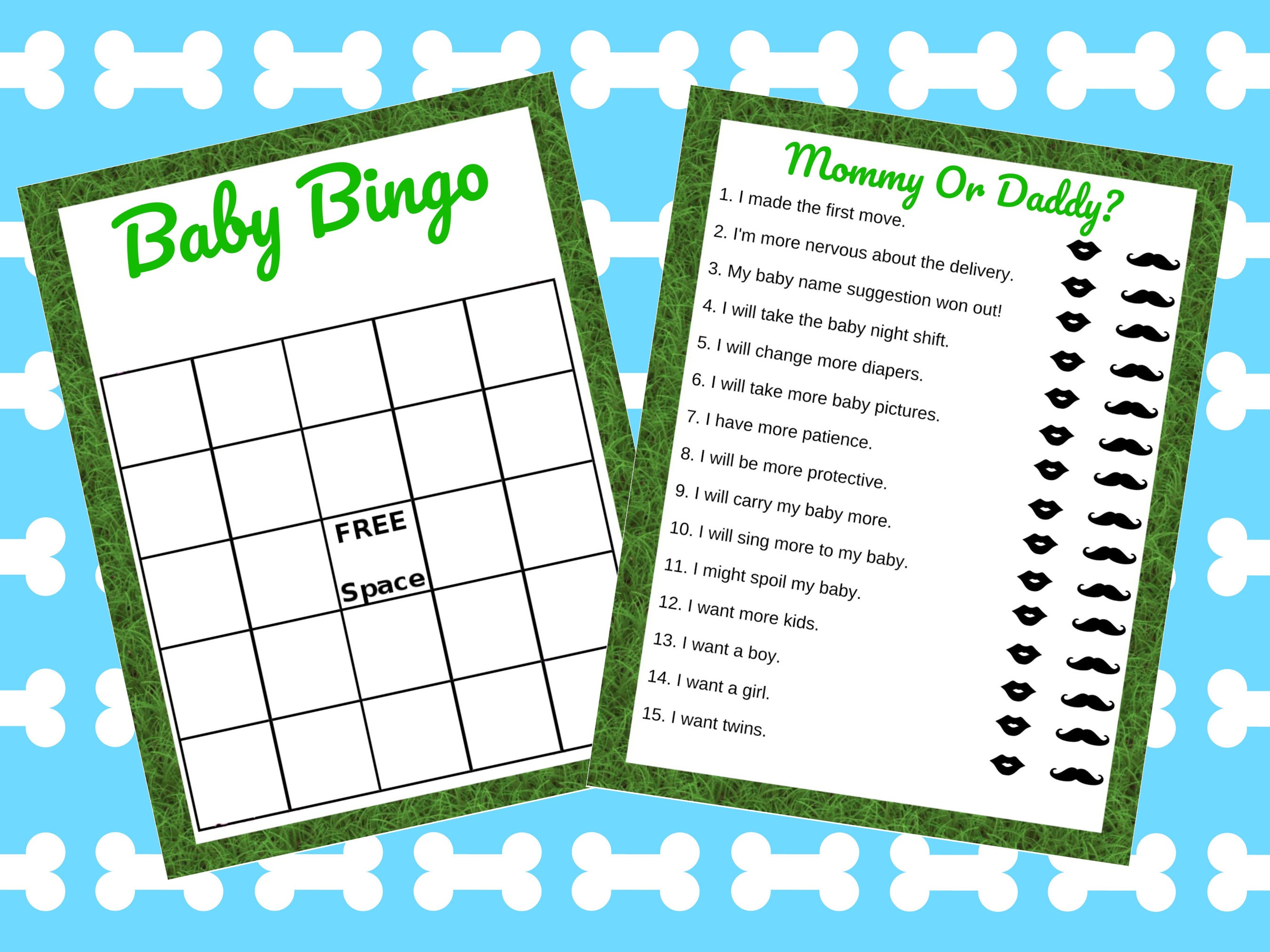 Printable Pug Baby Shower Games, 14 Games Bundle, Baby Shower Party ...