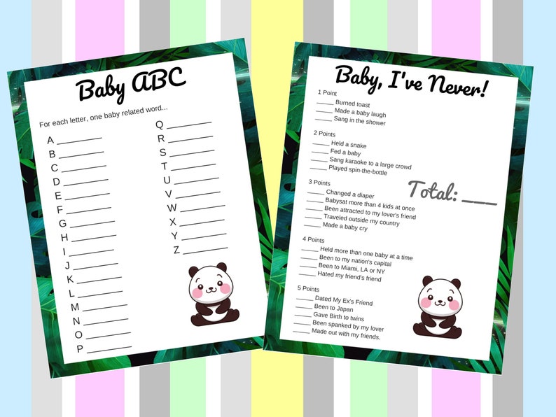 14 Printable Panda Baby Shower Games Bundle With Answer Key, Baby ...