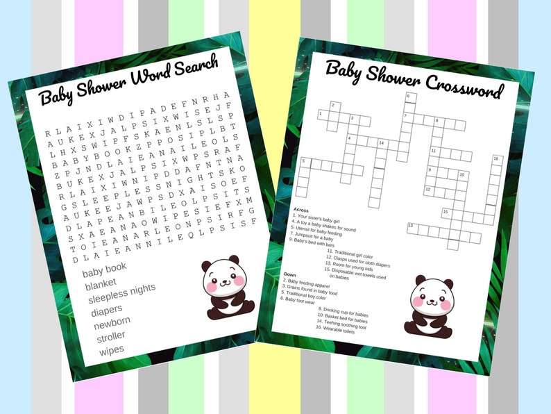 14 Printable Panda Baby Shower Games Bundle With Answer Key, Baby ...
