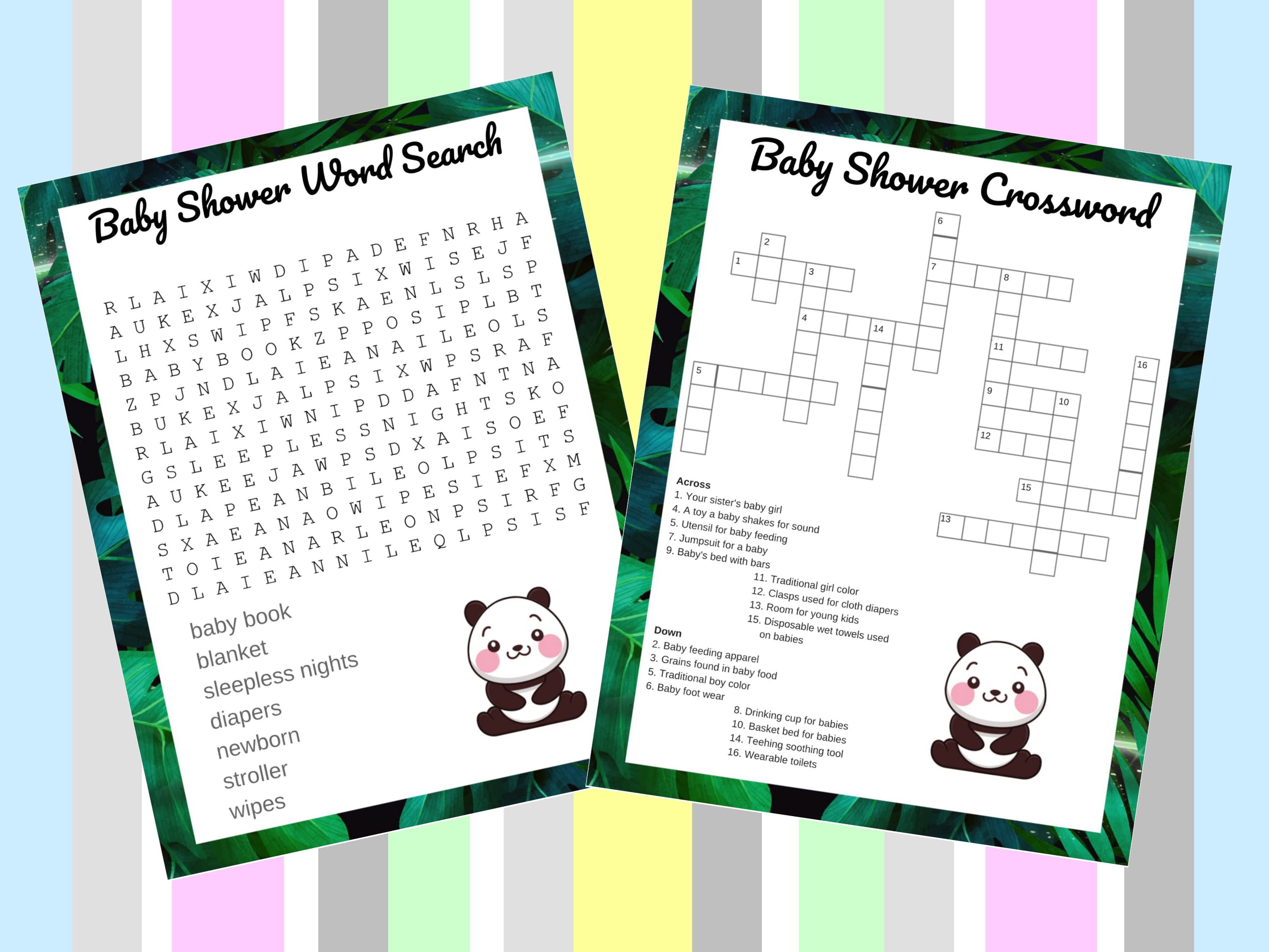14 Printable Panda Baby Shower Games Bundle With Answer Key, Baby ...