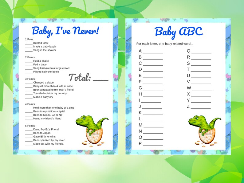 14 Dinosaur Baby Shower Games Printables and Answer Key Bundle - Etsy