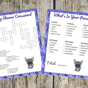 14 Printable French Bulldog Baby Shower Games & Answer Key Bundle, Baby ...