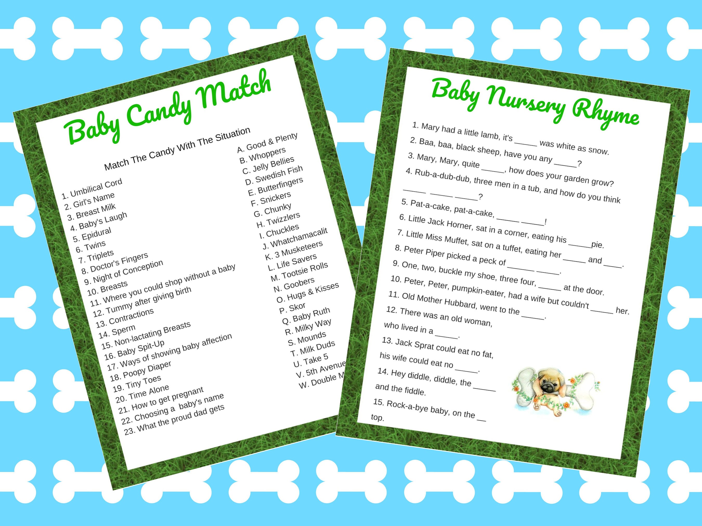 Printable Pug Baby Shower Games, 14 Games Bundle, Baby Shower Party ...