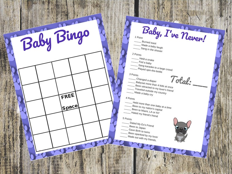 14 Printable French Bulldog Baby Shower Games & Answer Key Bundle, Baby ...