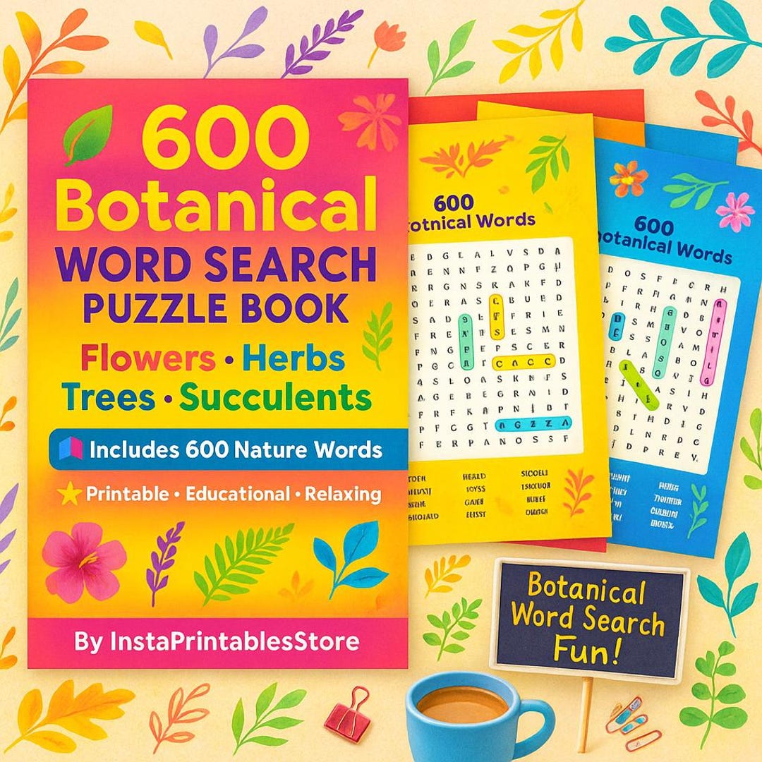 600 Botanical Word Search Puzzles | Flowers, Herbs, Trees & Succulents ...