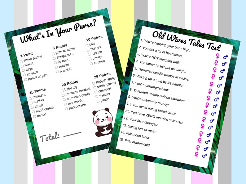 14 Printable Panda Baby Shower Games Bundle With Answer Key, Baby ...