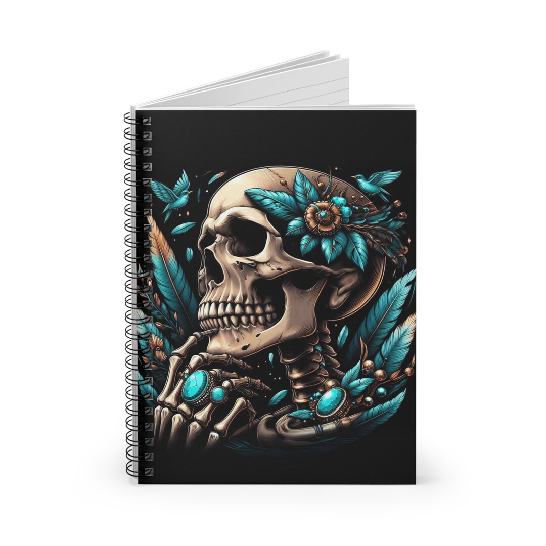 Skeleton and Turquoise Notebook, Ruled Line Pages, Dream Journal ...