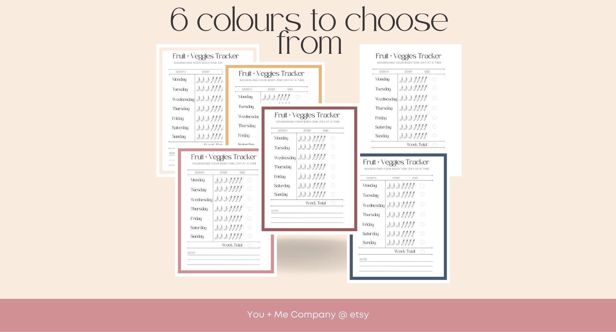 Printable Fruit and Vegetable Food Intake Tracker, Healthy Eating ...