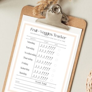Printable Fruit and Vegetable Food Intake Tracker, Healthy Eating ...