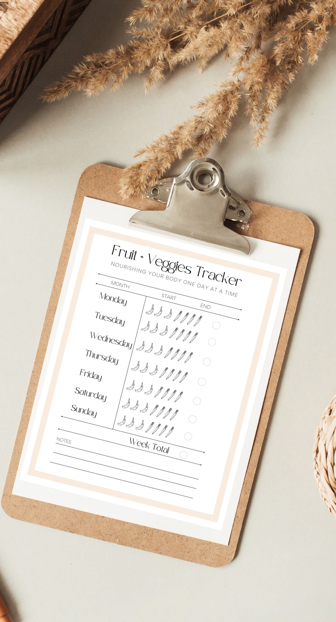 Printable Fruit and Vegetable Food Intake Tracker, Healthy Eating ...