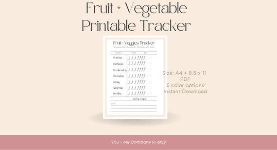 Printable Fruit and Vegetable Food Intake Tracker Healthy | Etsy