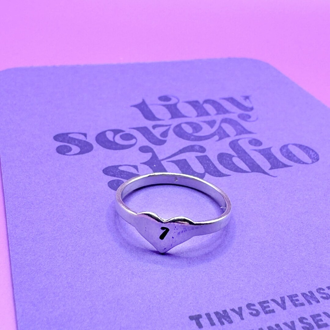 BTS ARMY Hand Stamped Sterling Silver Heart 7 Ring Tiny Seven Gift - Etsy