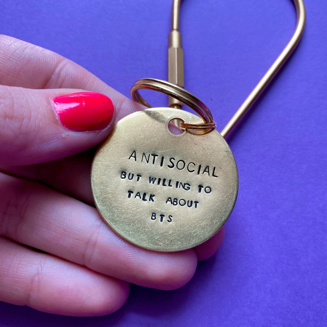 BTS Antisocial Keychain ARMY BTS Merch Gift Hand Stamped Custom - Etsy