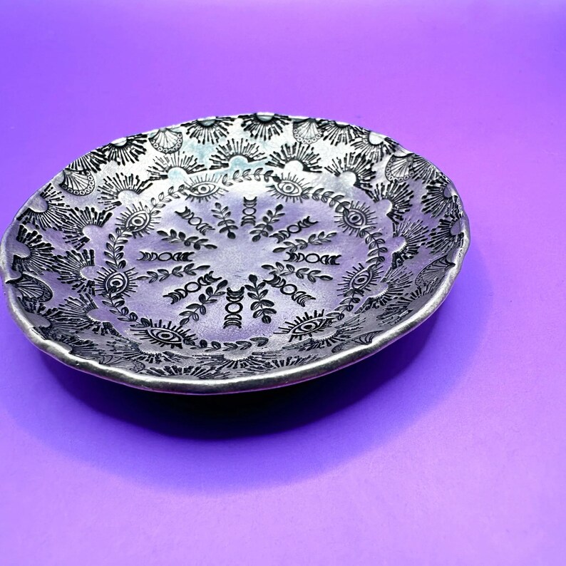 Hand Stamped Pewter Trinket Dish: Mandala Ring Dish - Etsy