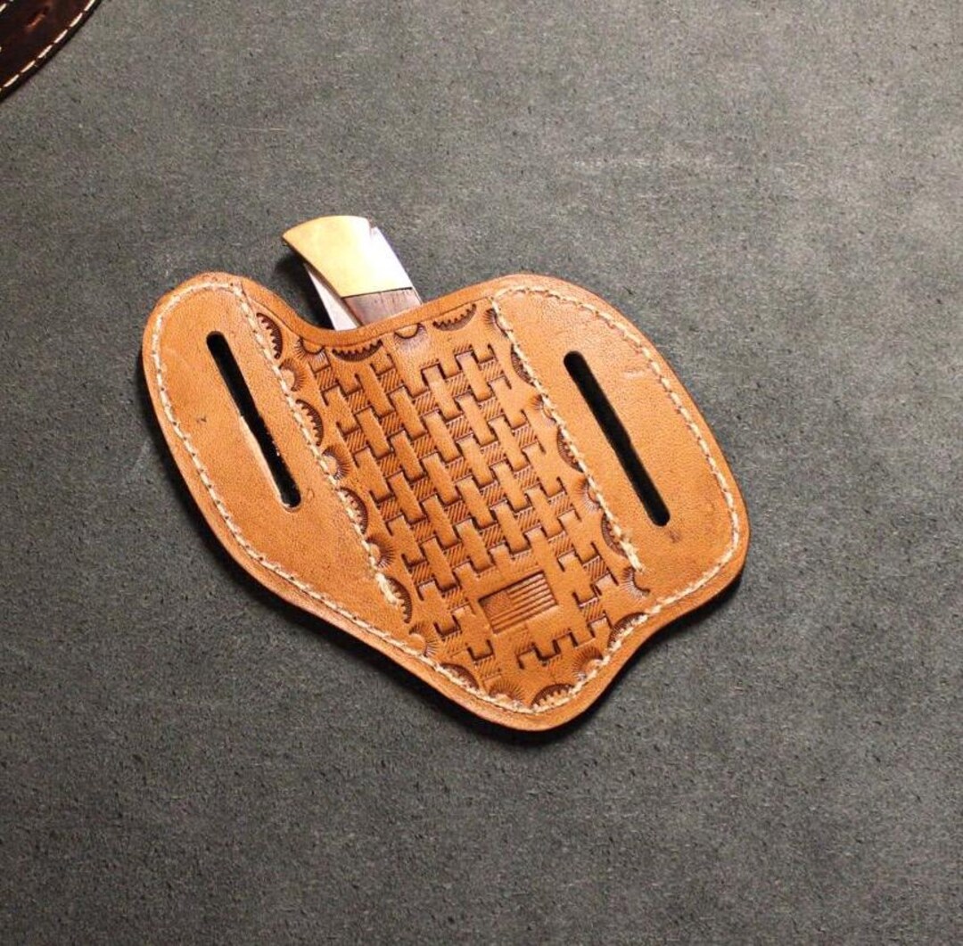 Handmade Full Grain Leather Pancake Knife Sheath - Etsy