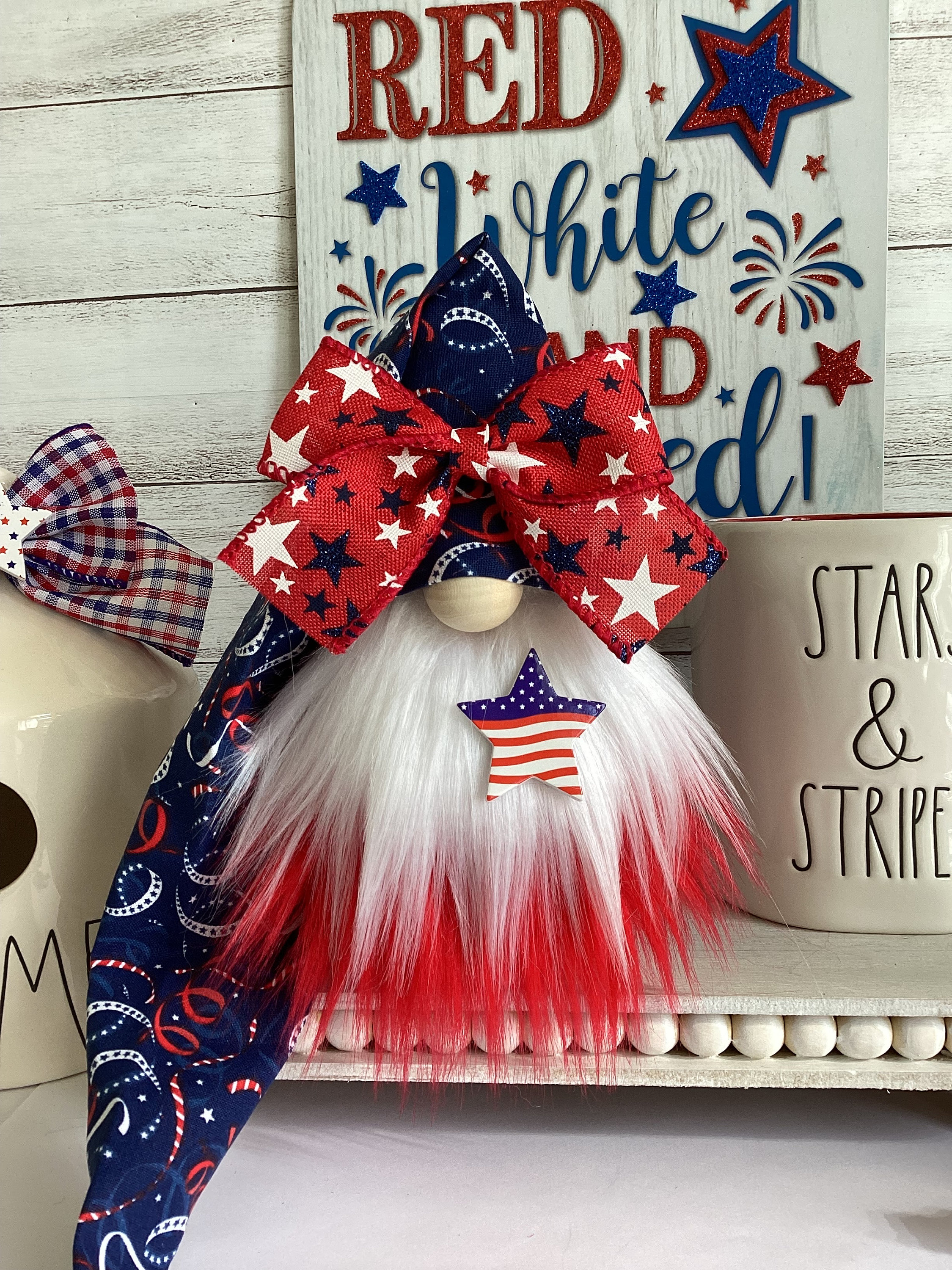 4th of July Gnome. Red, White and Blue Gnome. Star and Stripes Gnome ...