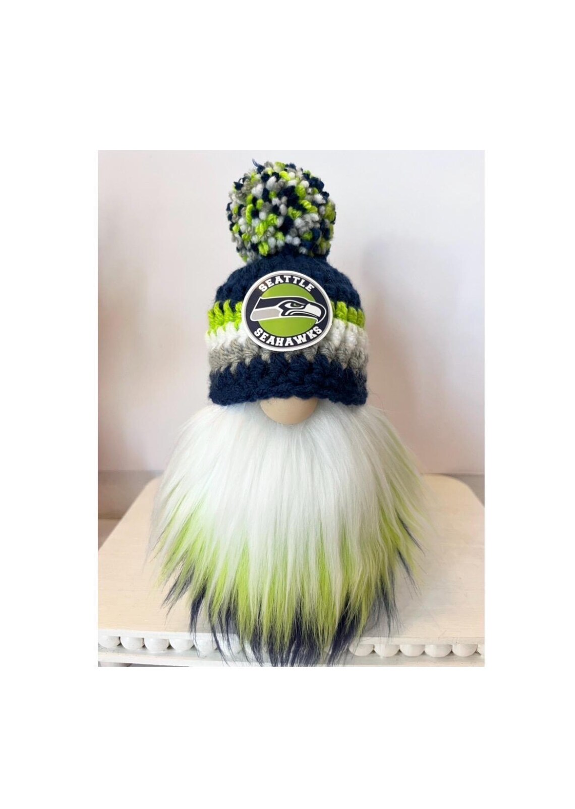 Seattle Seahawks Gnome, Crochet Hat Gnome, Tiered Tray Decor. - Etsy