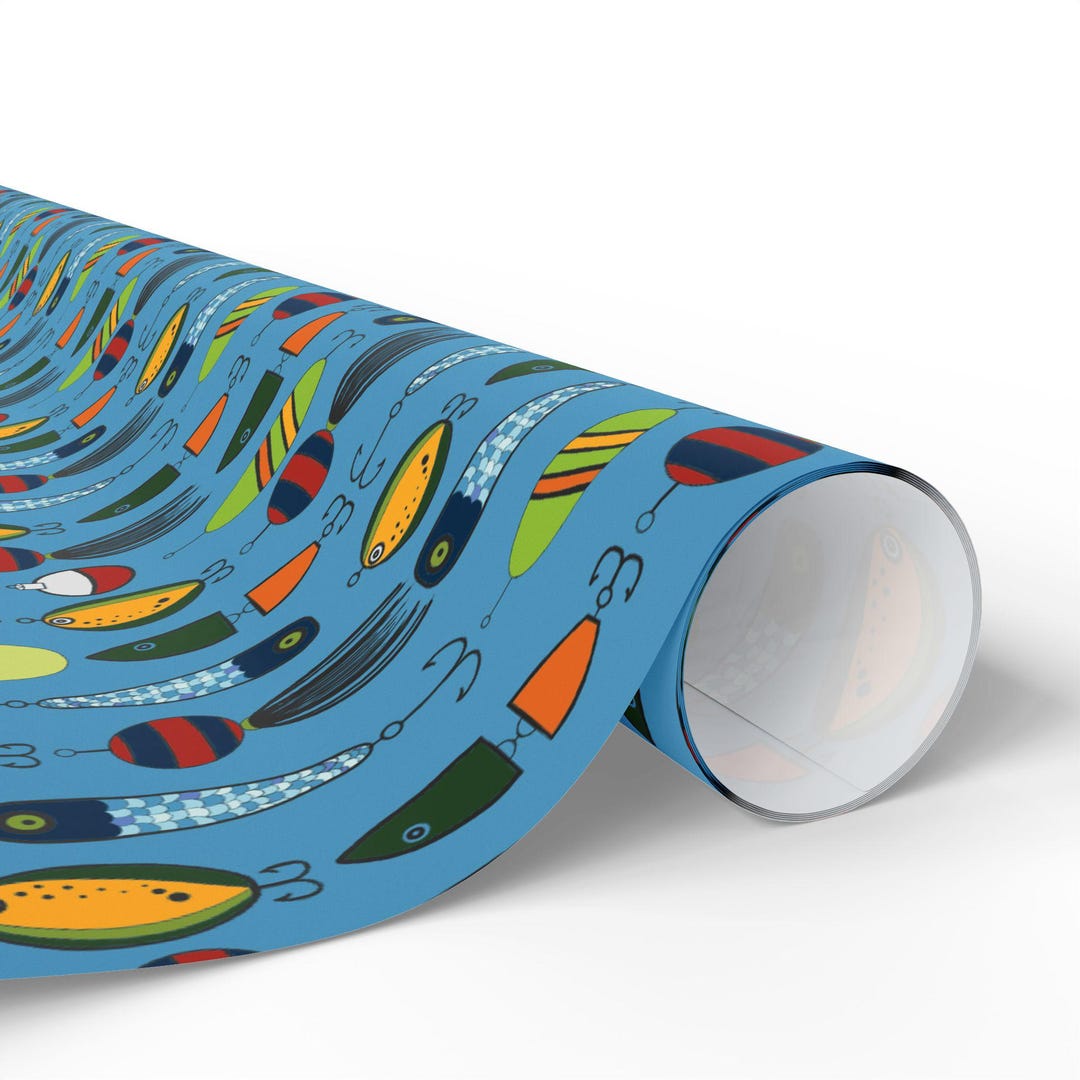 Fishing Lure Wrapping Papers, Nautical Ocean Coastal Gift Wrap ...