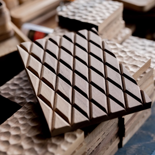 Diamond Pattern Wood Picture Frame - Etsy