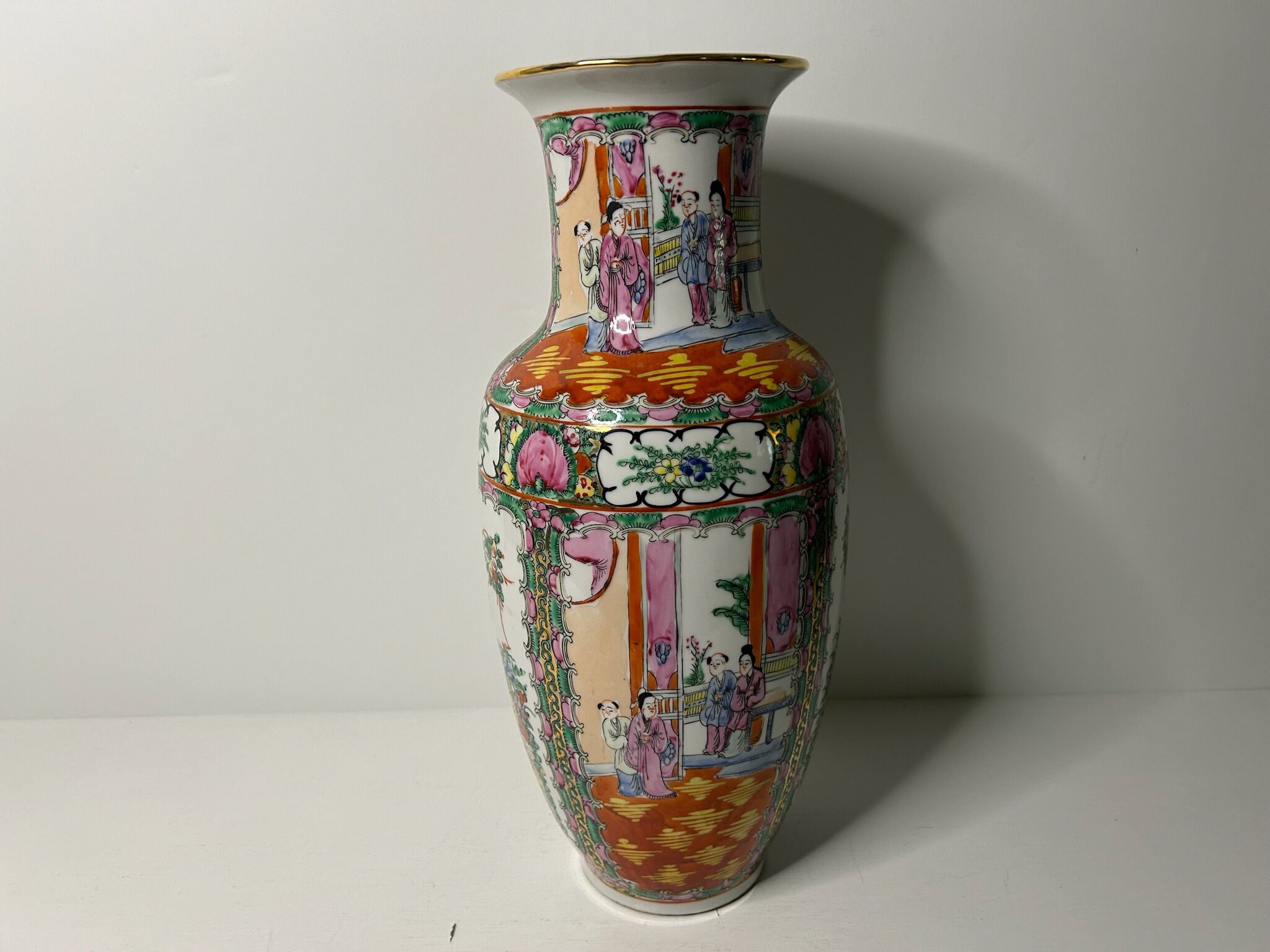 Large Vintage Famille Rose Vase With Flowers 16 Inches - Etsy