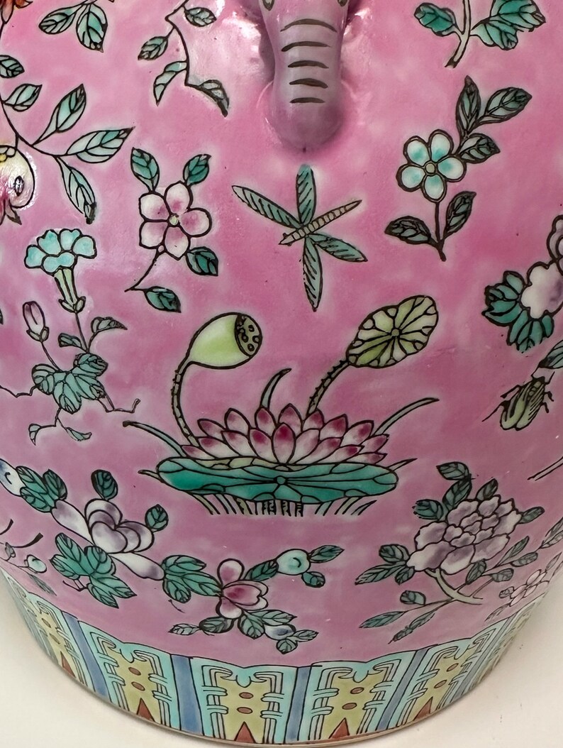 Rare Antique Large Chinoiserie Pink Water Jug Chinoiserie Pink Pitcher ...