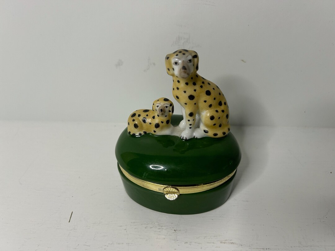 Vintage Andrea by Sadek Trinket Box With Dogs on Top - Etsy