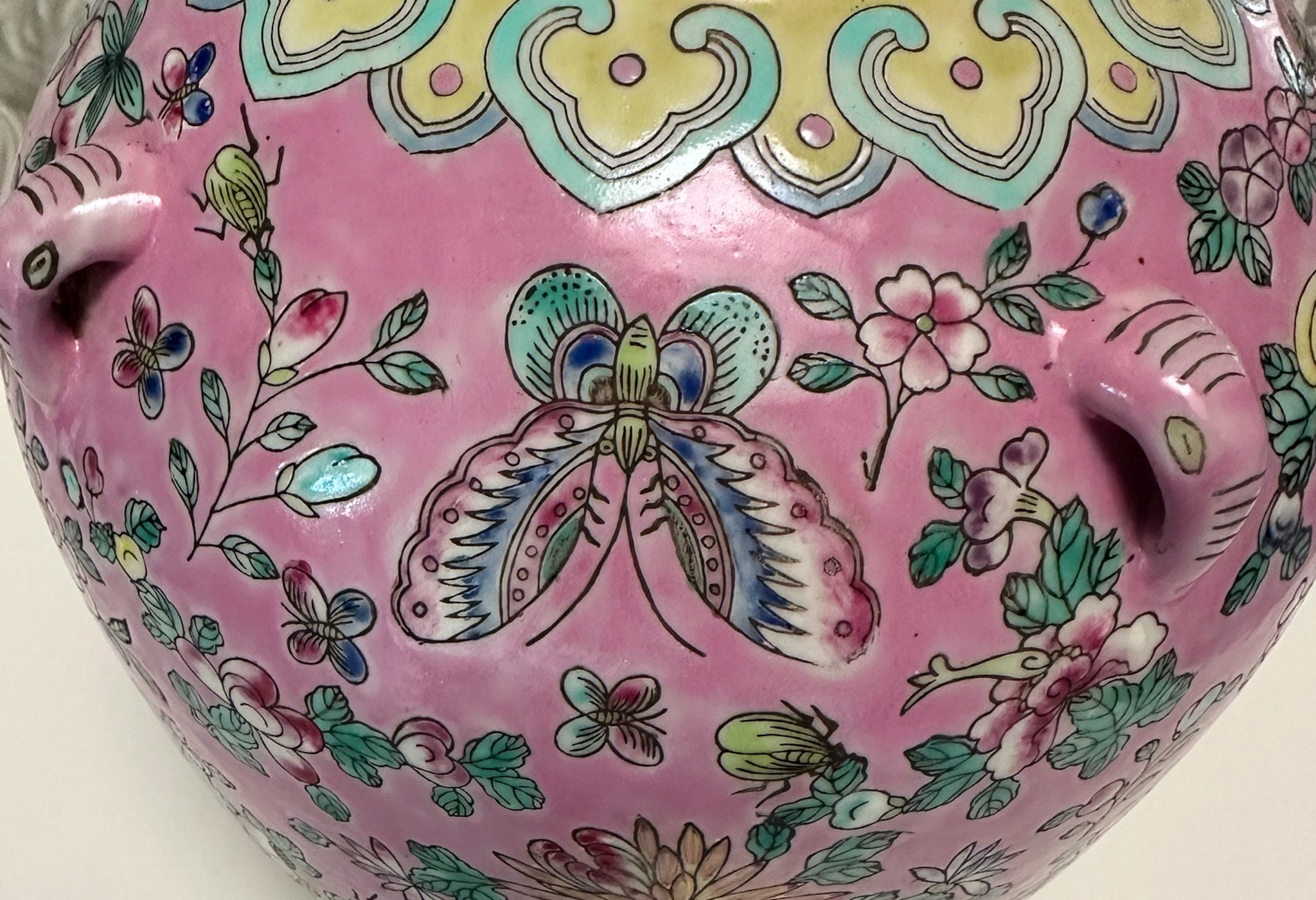 Rare Antique Large Chinoiserie Pink Water Jug Chinoiserie Pink Pitcher ...