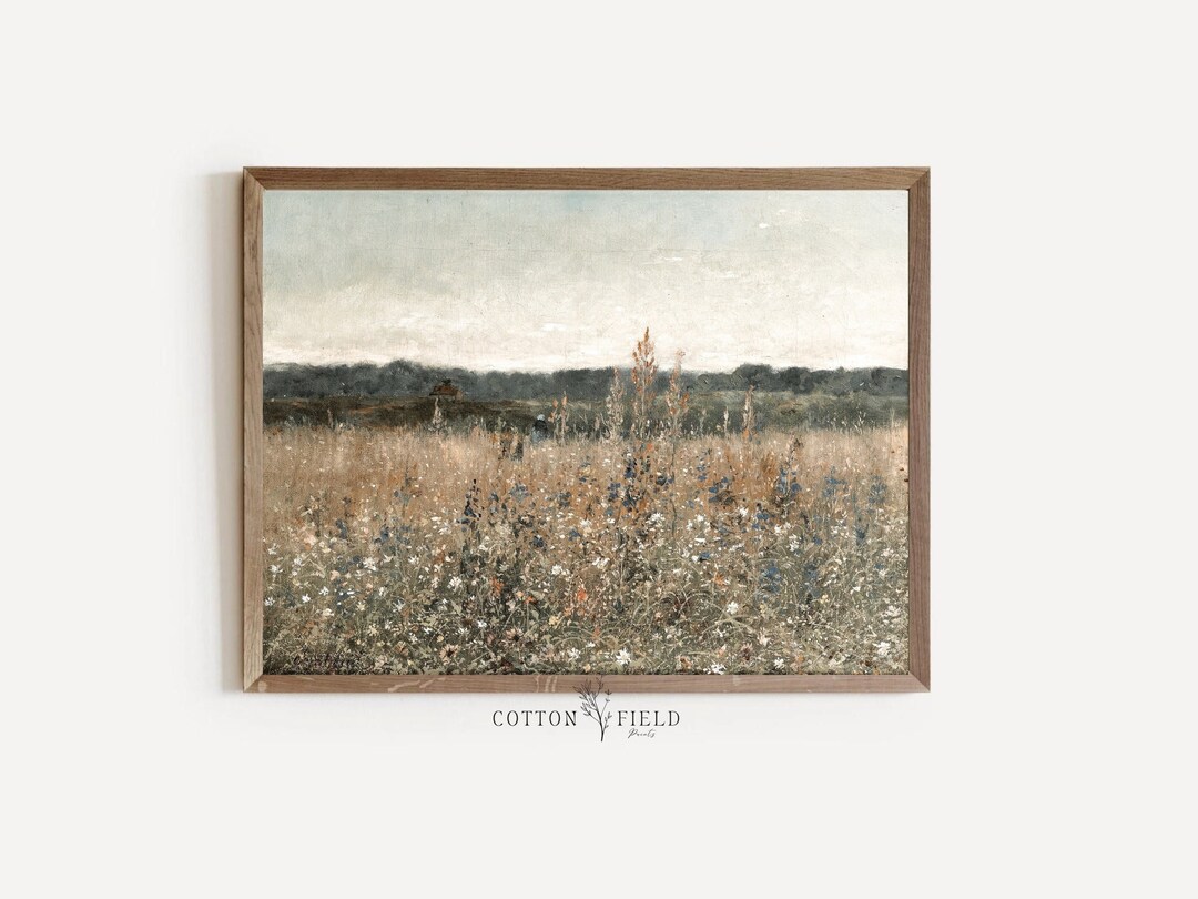 Vintage Flower Field | Wildflower Field Print | Farmhouse Wall Art ...