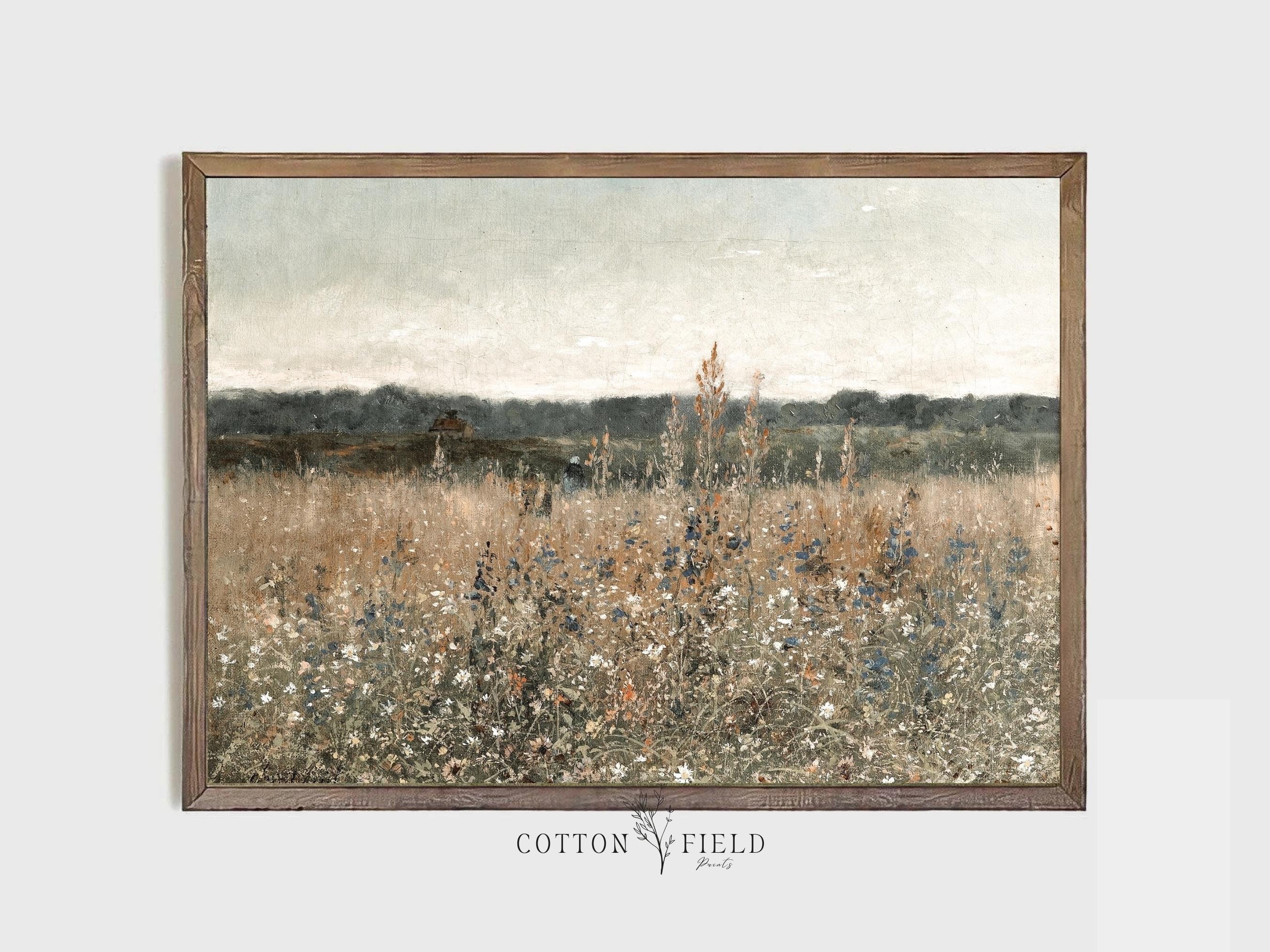 Vintage Flower Field Wildflower Field Print Farmhouse Wall - Etsy