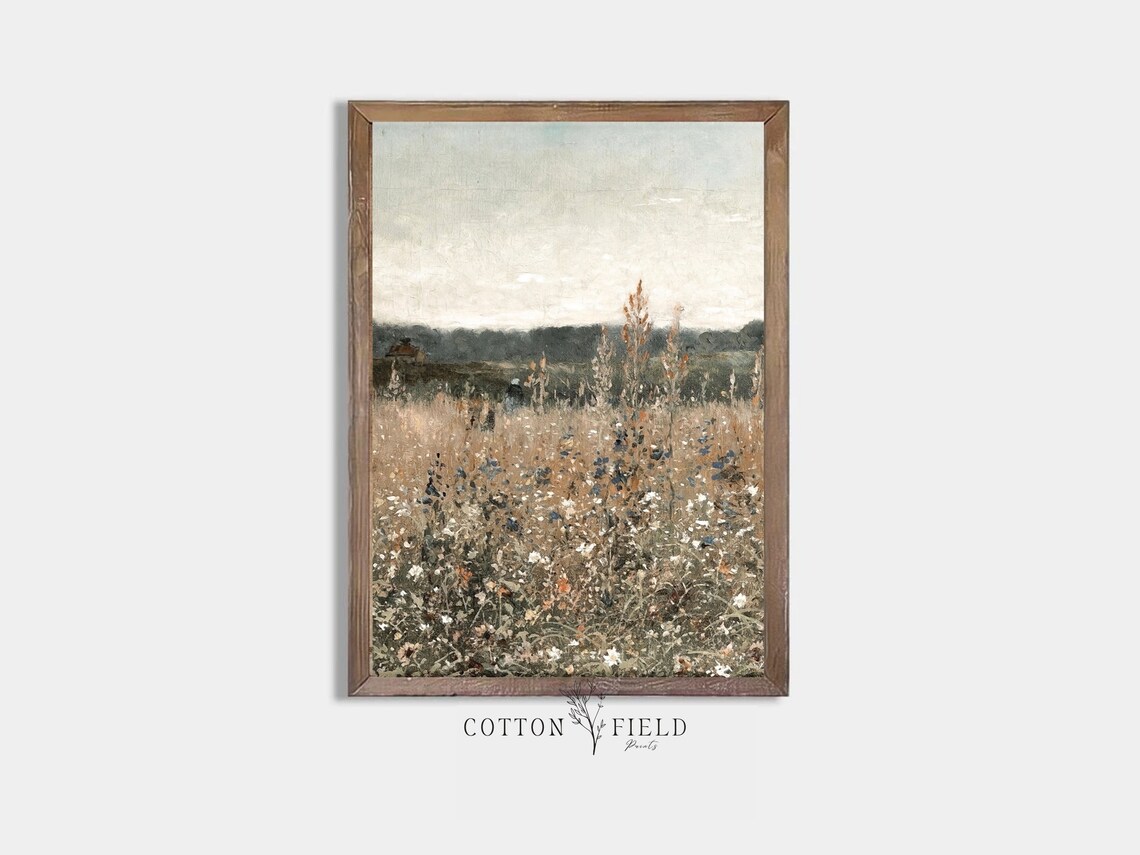 Vintage Flower Field Wildflower Field Print Farmhouse Wall - Etsy
