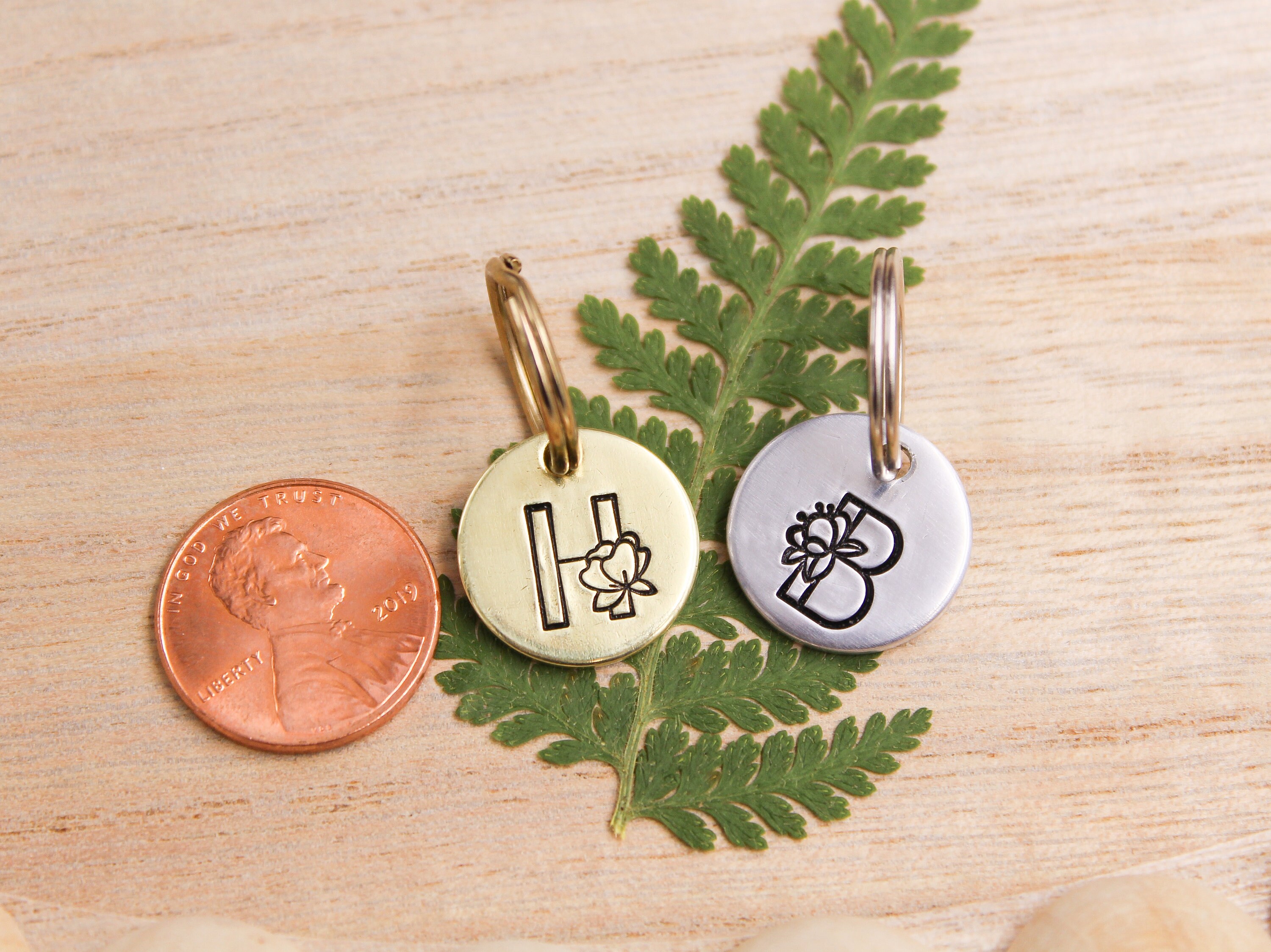Flower Monogram Pet ID Tags, Dainty Pet ID Charm, Initial Dog Tag ...