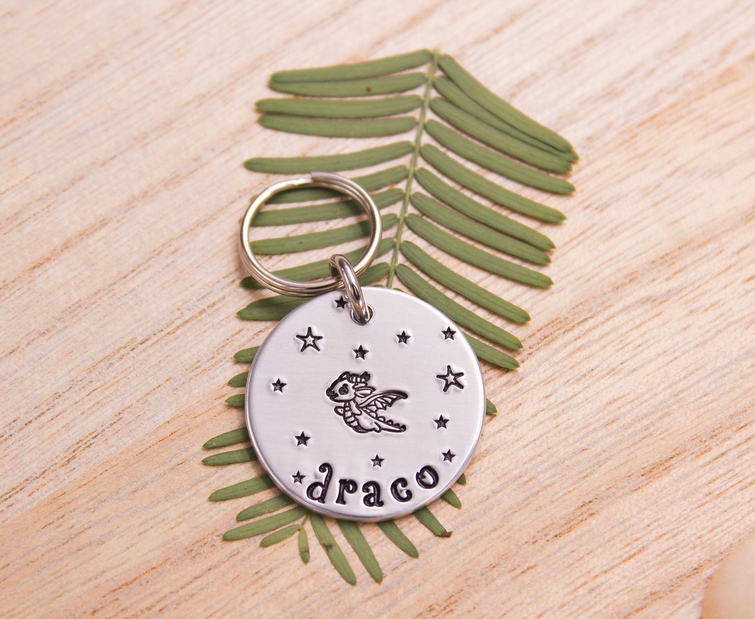 Cute Dragon Pet ID Tag, Stars and Dragons Dog Name Tag, Dragon Lovers ...