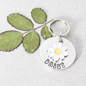 Daisy Pet ID Tag, Daisy Flower Dog Name Tag, Floral Cat Tags, Boho Dog ...