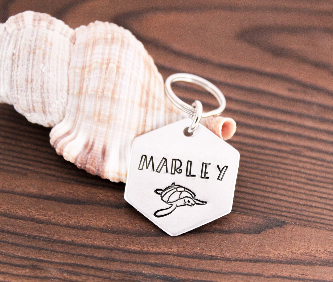 Sea Turtle Dog Name Tag - Sea Life Pet Tags - Beach Cat ID Tag ...