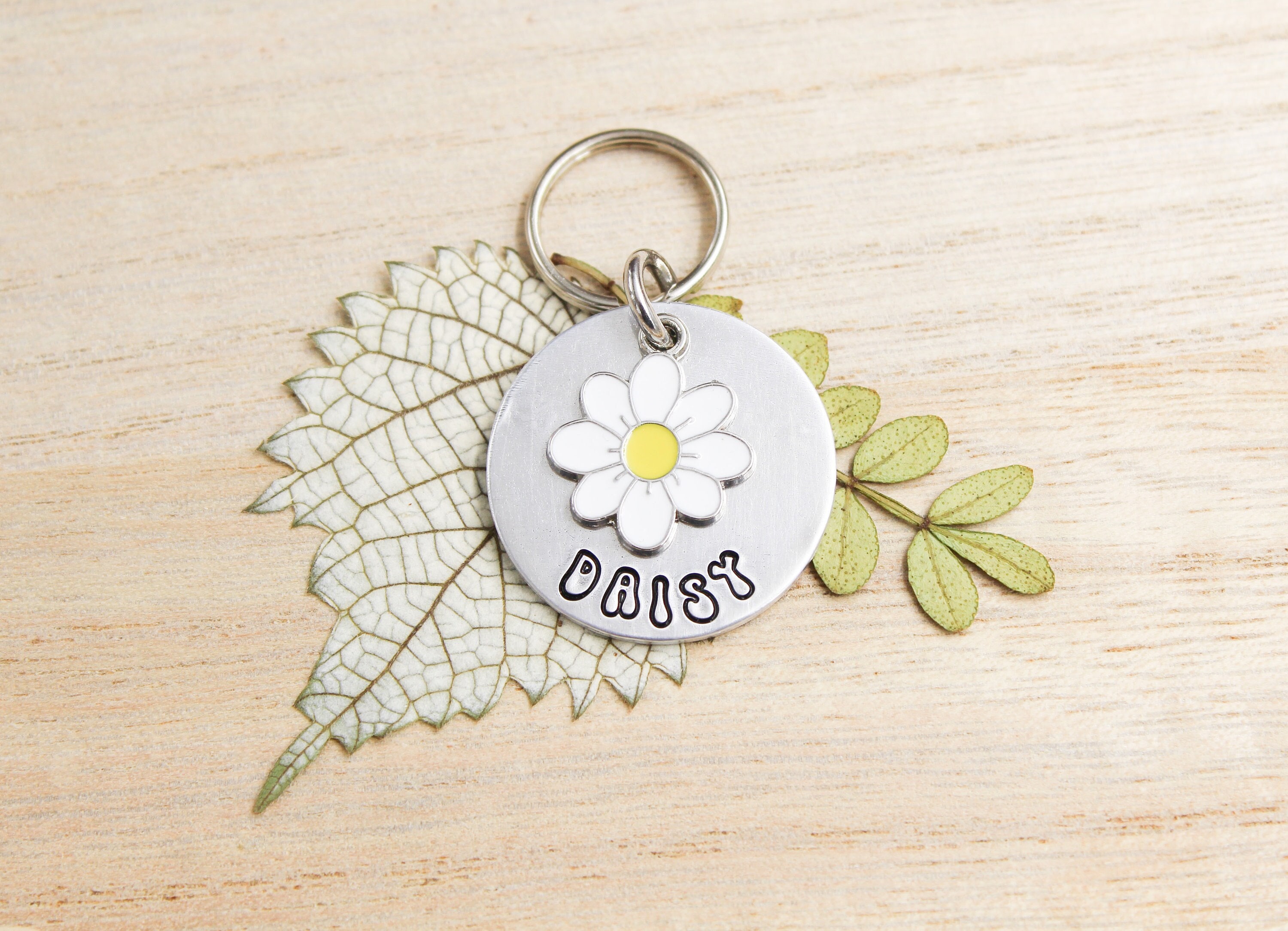 Daisy Pet ID Tag, Daisy Flower Dog Name Tag, Floral Cat Tags, Boho Dog ...
